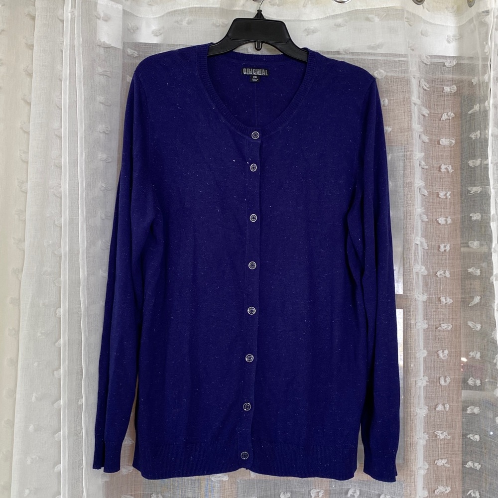 Royal Blue Cardigan With Silver Sparkle - Gem